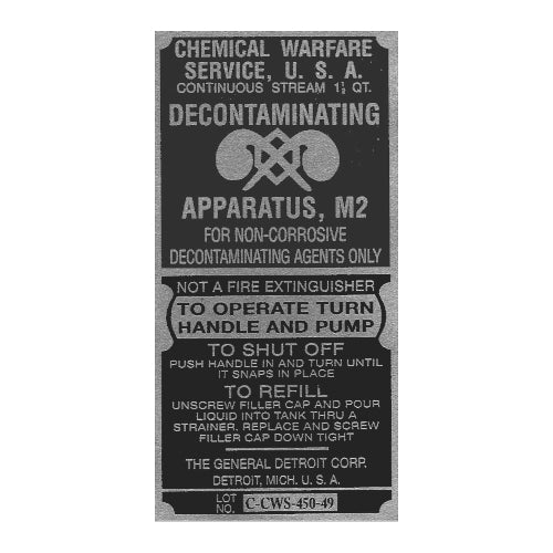 Data Plate #41 - WWII Decontaminator Decal – Vintage Power Wagons