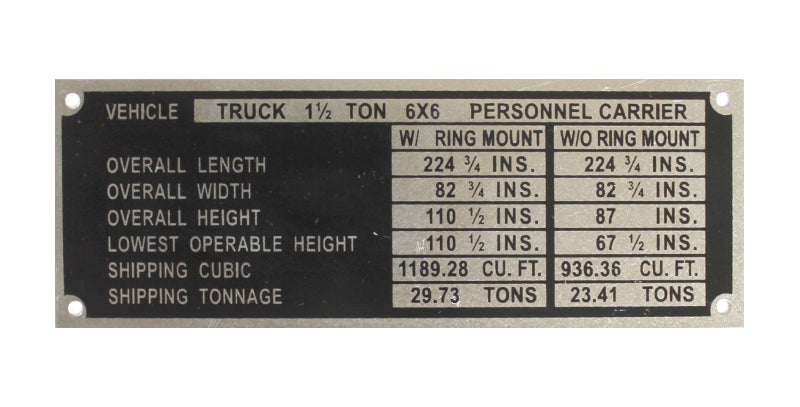 Data Plate #65 - WC62/WC63 Weight & Dimensions – Vintage Power Wagons