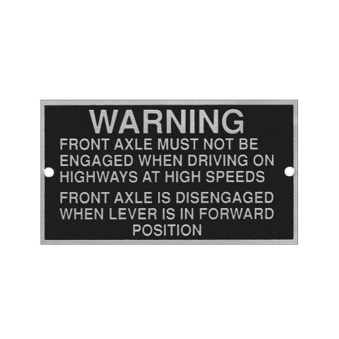 New Data Plate #15 - Power Wagon Front Axle Warning – Vintage Power Wagons