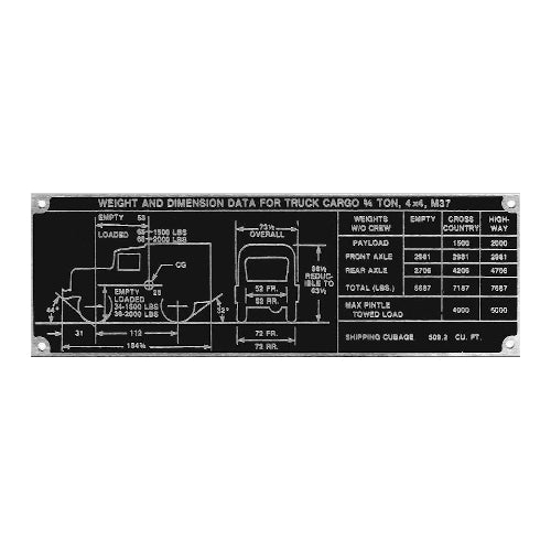 Data Plate #27 - M37 Weight & Dimensions – Vintage Power Wagons